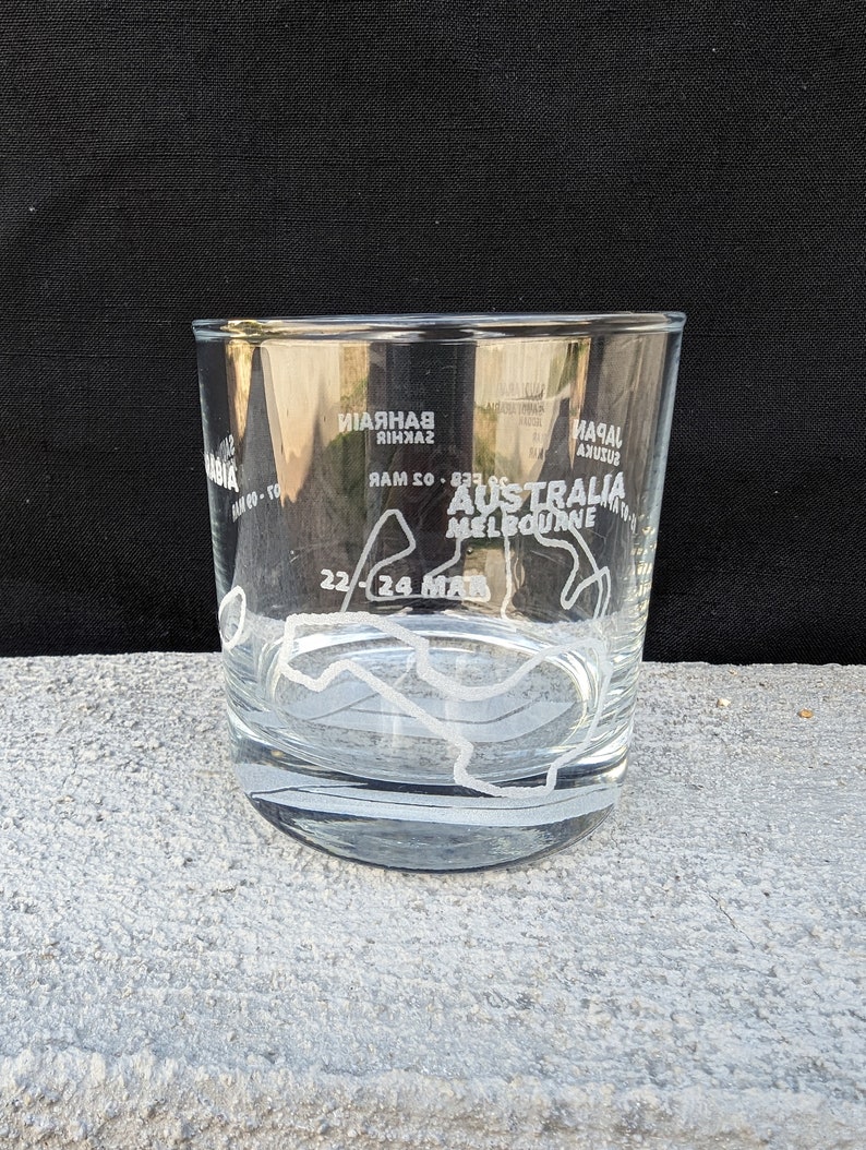 Formula 1 Whiskey Glass: Engraved Race Track Design - Etsy