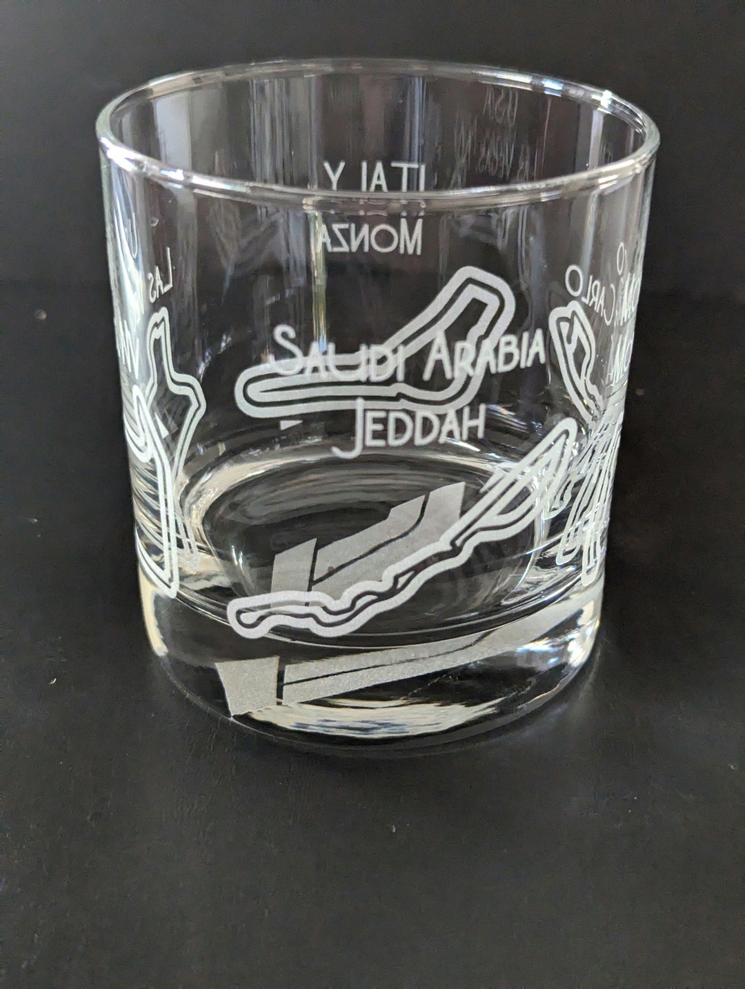 Formula 1 Whiskey Glass: Engraved Race Track Design - Etsy
