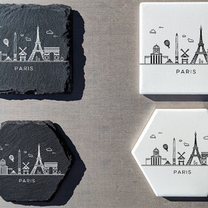 Paris Skyline Coasters | Modern Coasters | Slate Coasters | | Paris ...