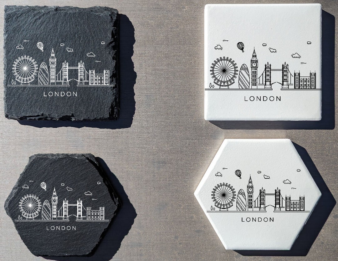 London Skyline Coasters | Modern Coasters | Slate Coasters | England ...