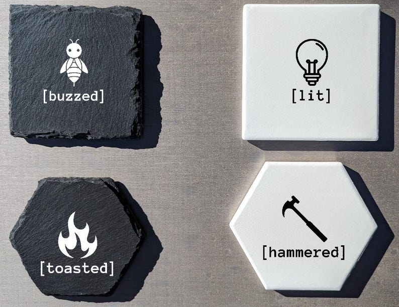Funny Engraved Coaster Set: Slate or Ceramic, Humorous Drink Coasters ...