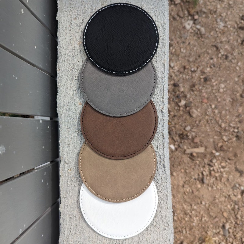 Dark Leather Coaster Set - Etsy