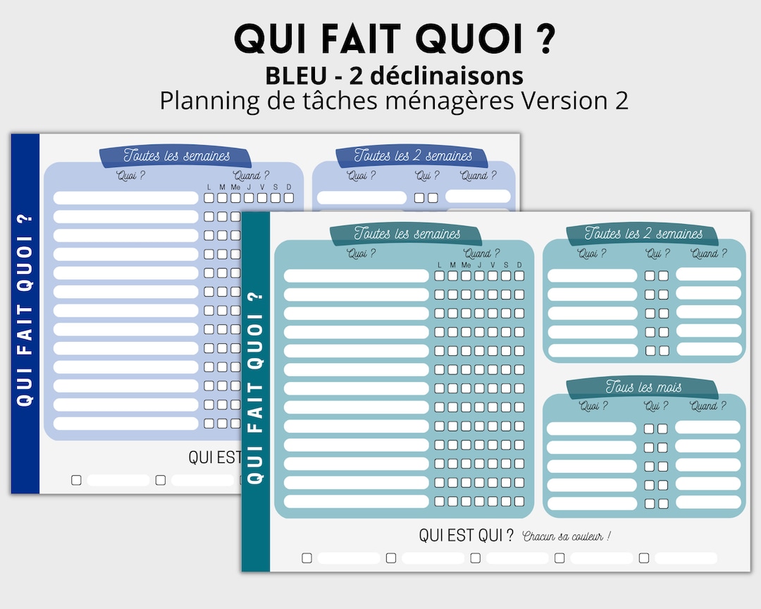 Planning des tâches ménagères, PDF à télécharger et à imprimer ...