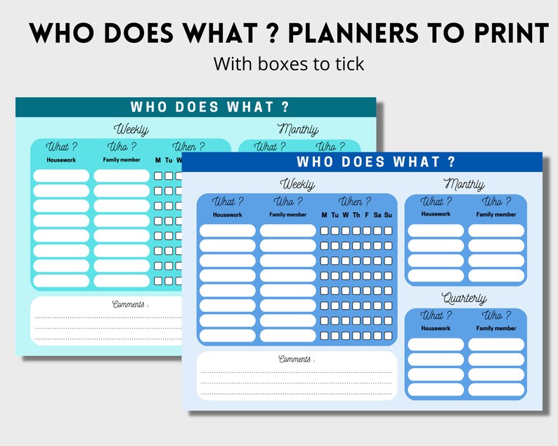 Houwework Planner, PDF to Download and Print, Organize and Divide Tasks ...