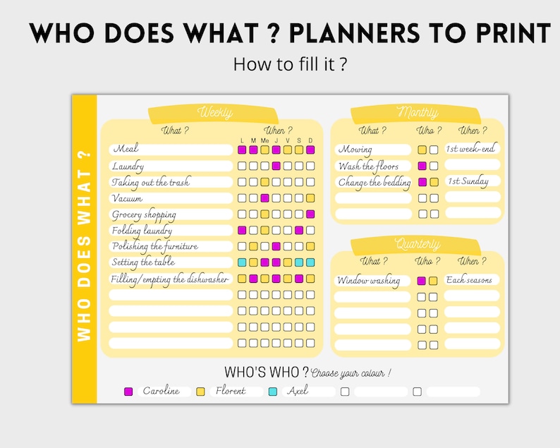 Houwework Planner, PDF to Download and Print, Organize and Divide Tasks ...