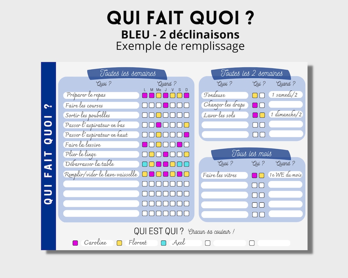 Planning des tâches ménagères, PDF à télécharger et à imprimer ...