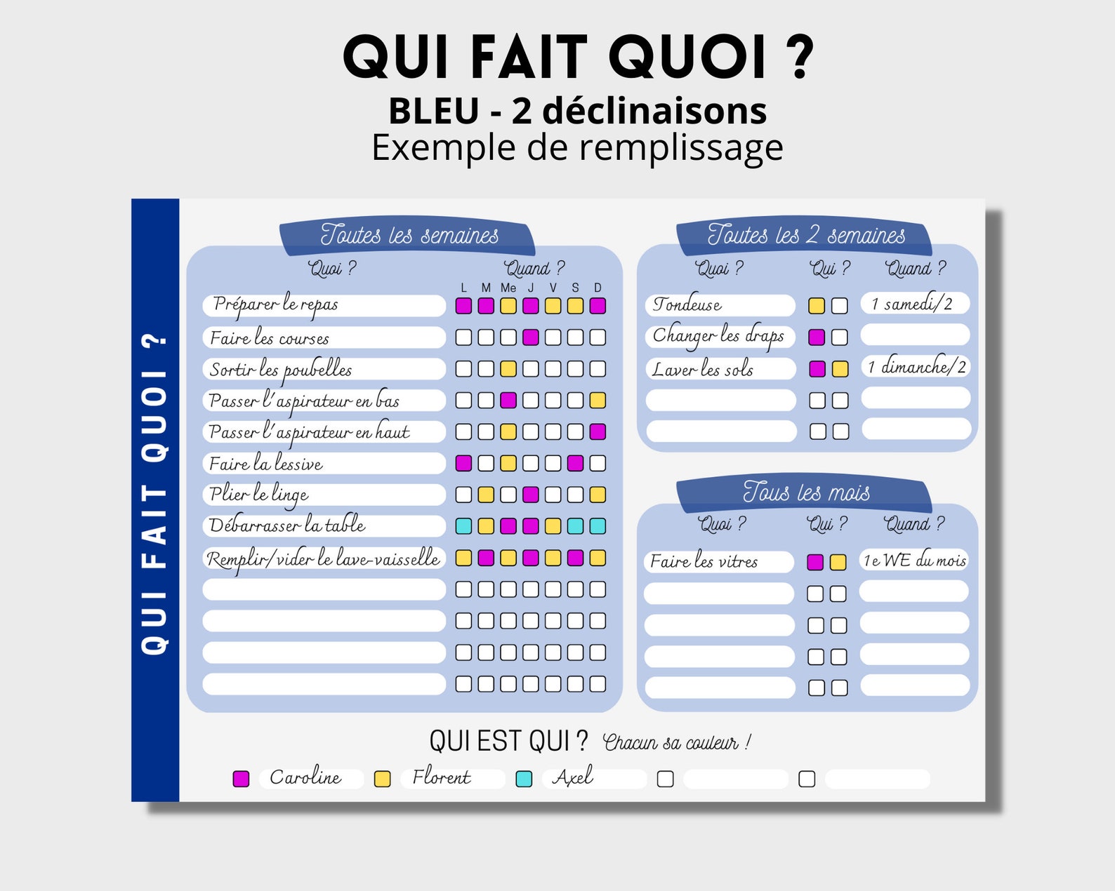 Planning des tâches ménagères, PDF à télécharger et à imprimer ...