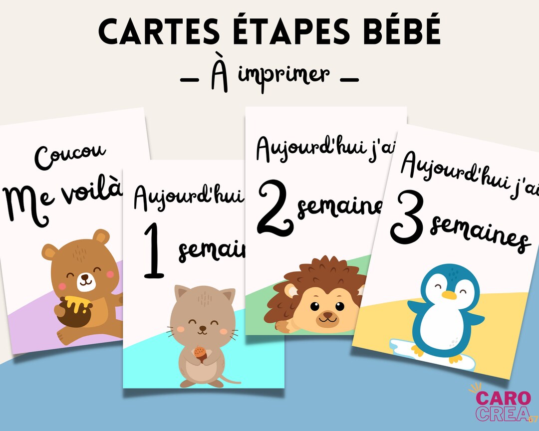 Baby Milestone Cards, PDF to Download With 16 Cards to Print, Animal ...