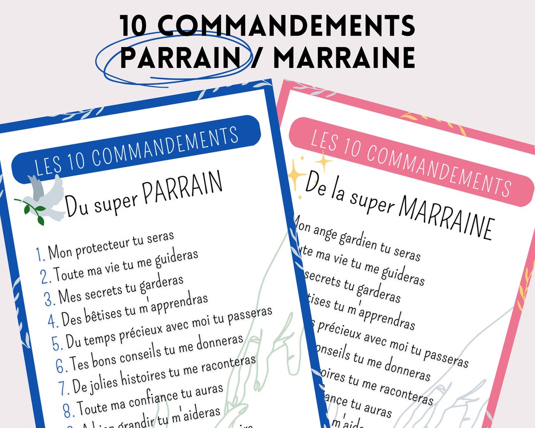10 Commandements Super Parrain à Télécharger Et à Imprimer - Etsy