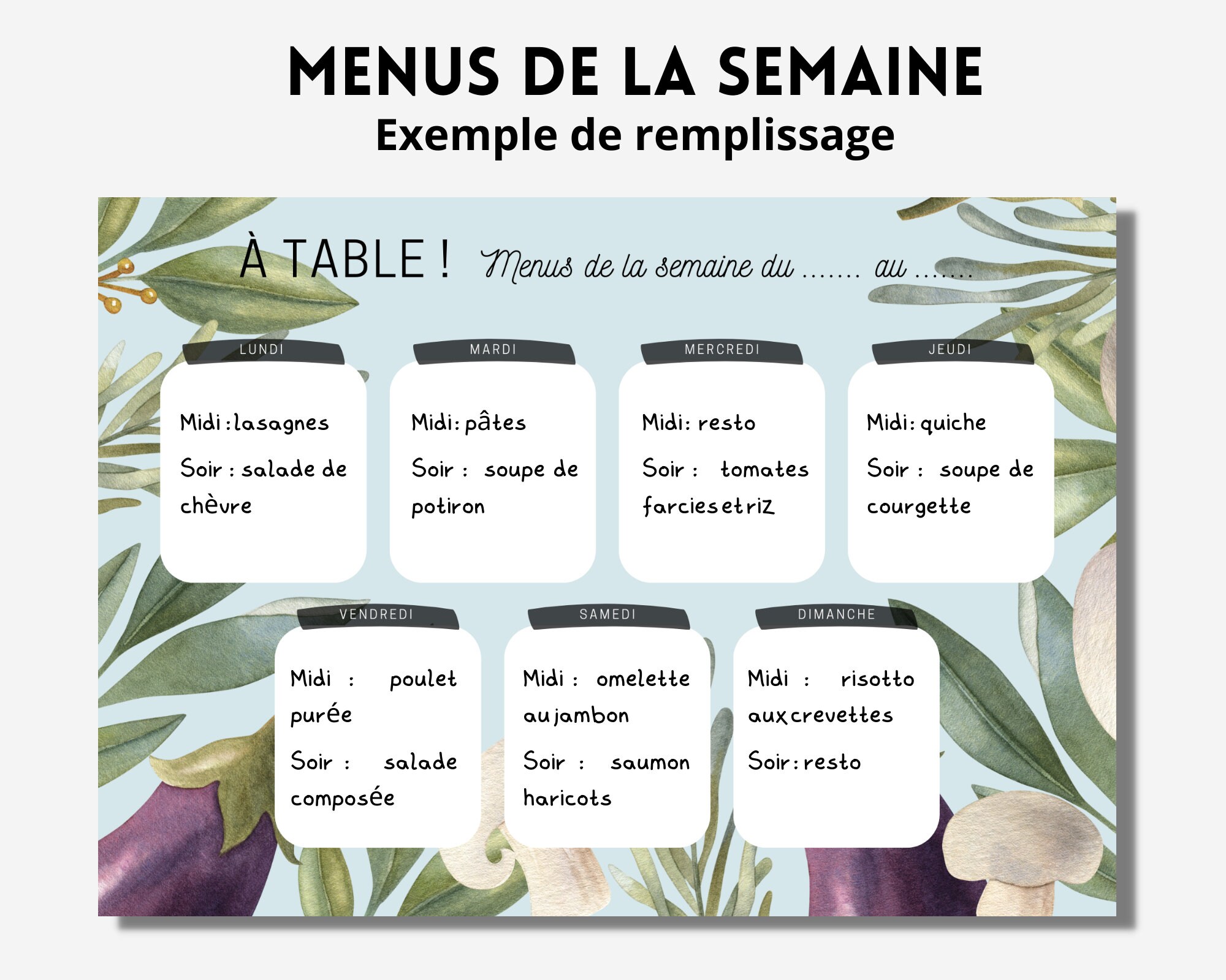 Weekly Menu Calendar PDF to Download and Print Organize Your - Etsy