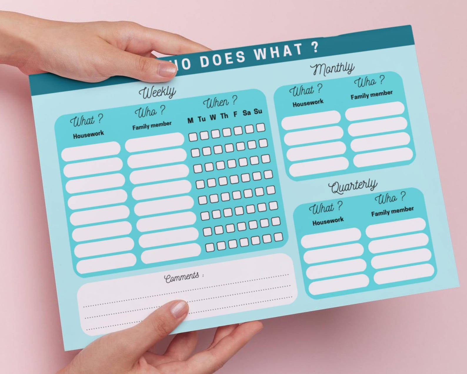 Houwework Planner, PDF to Download and Print, Organize and Divide Tasks ...