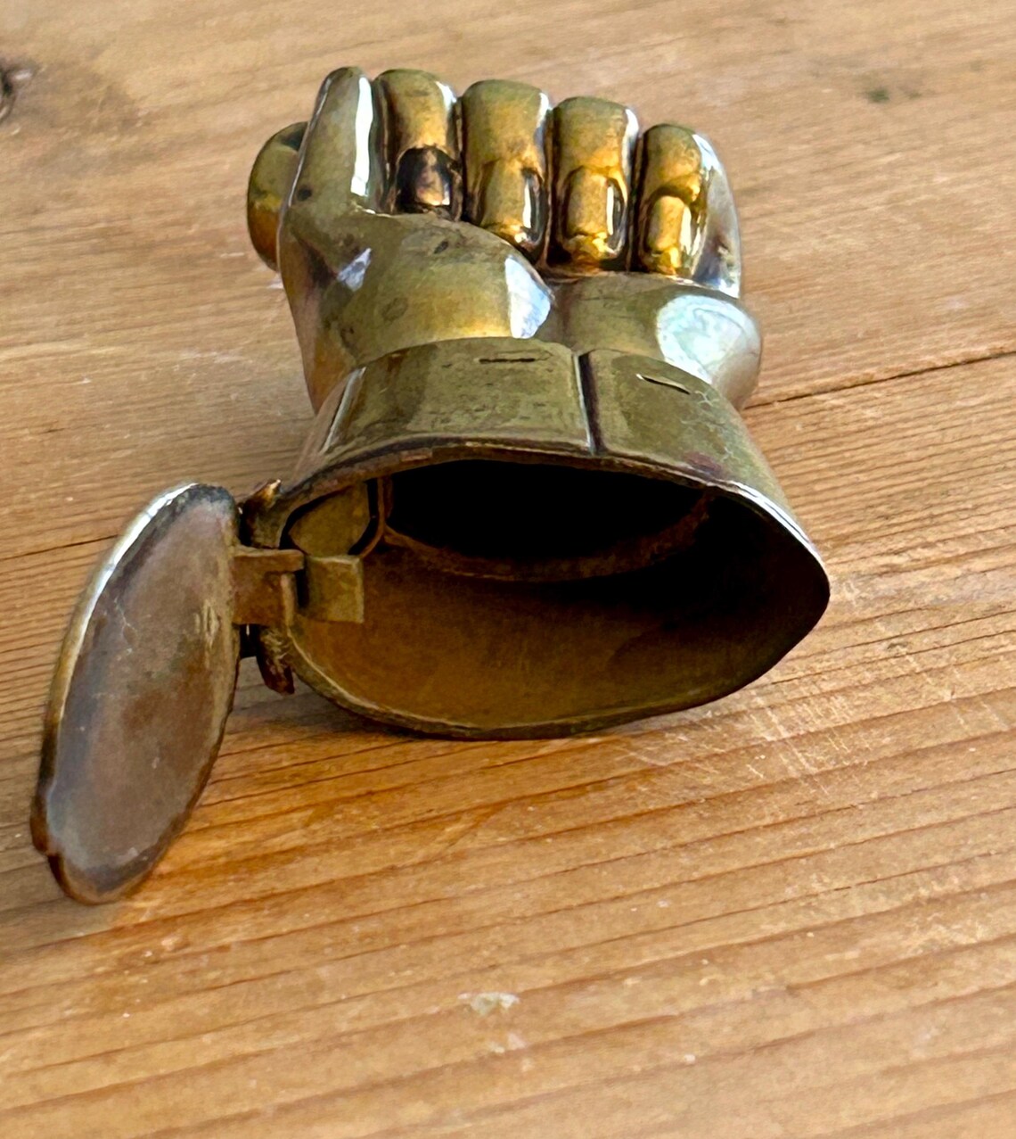 Antique Brass Fist Match Safe With Deponirt Stamp | Unique Pocket Vesta ...