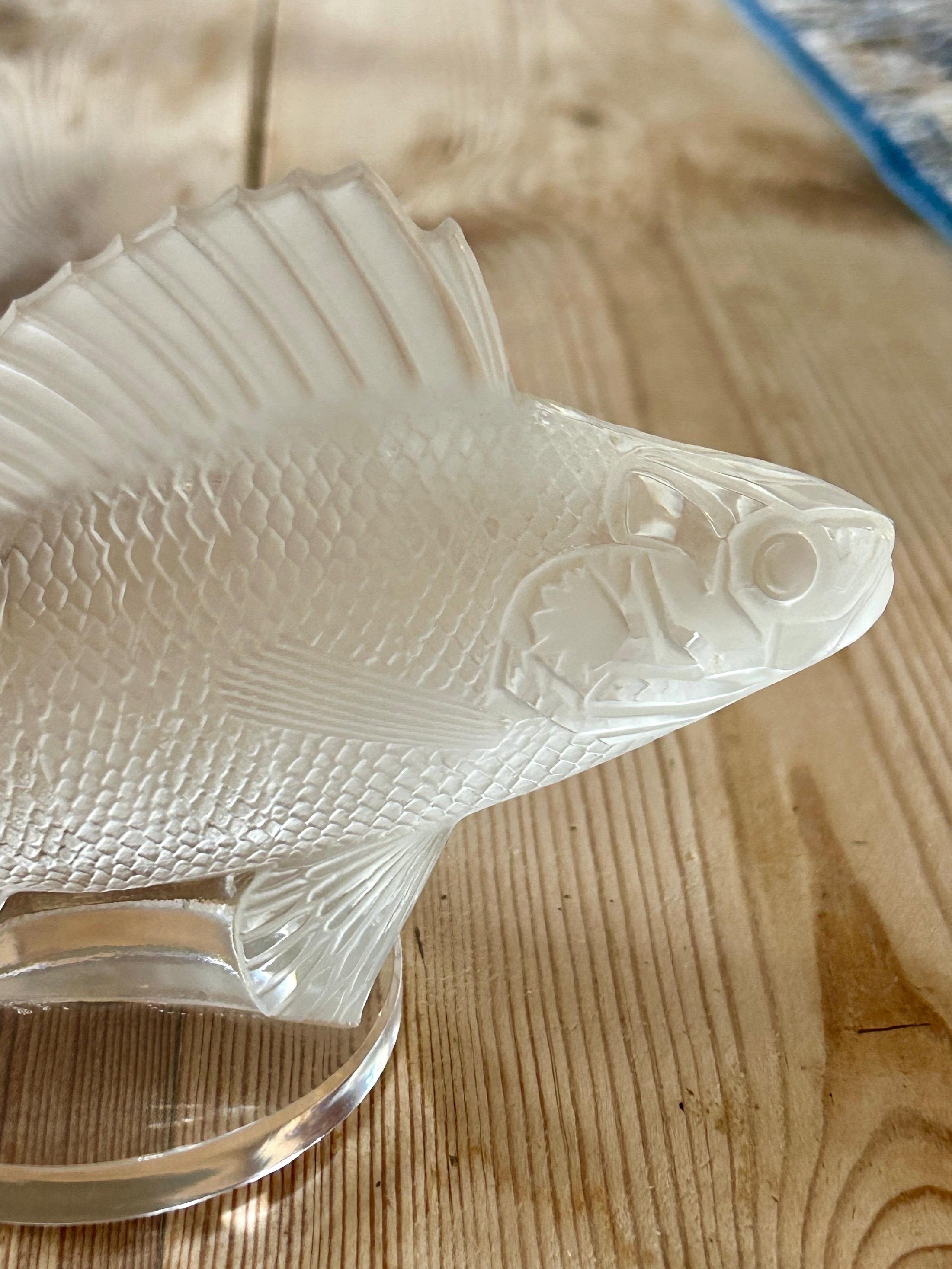 Vintage Lalique Frosted Art Glass Perch Fish Figurine Paperweight or ...
