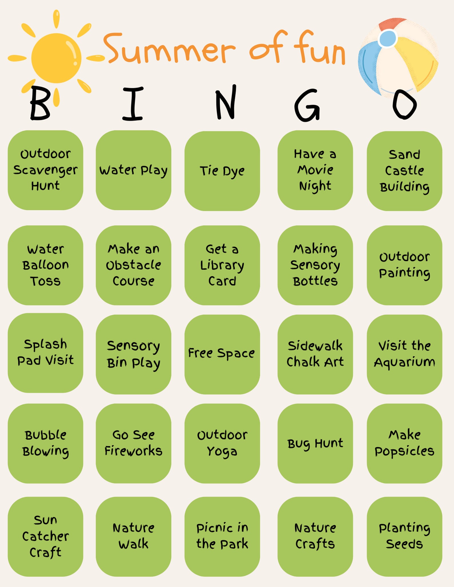 Summer Bingo, Summer Activities, Kid Activities - Etsy