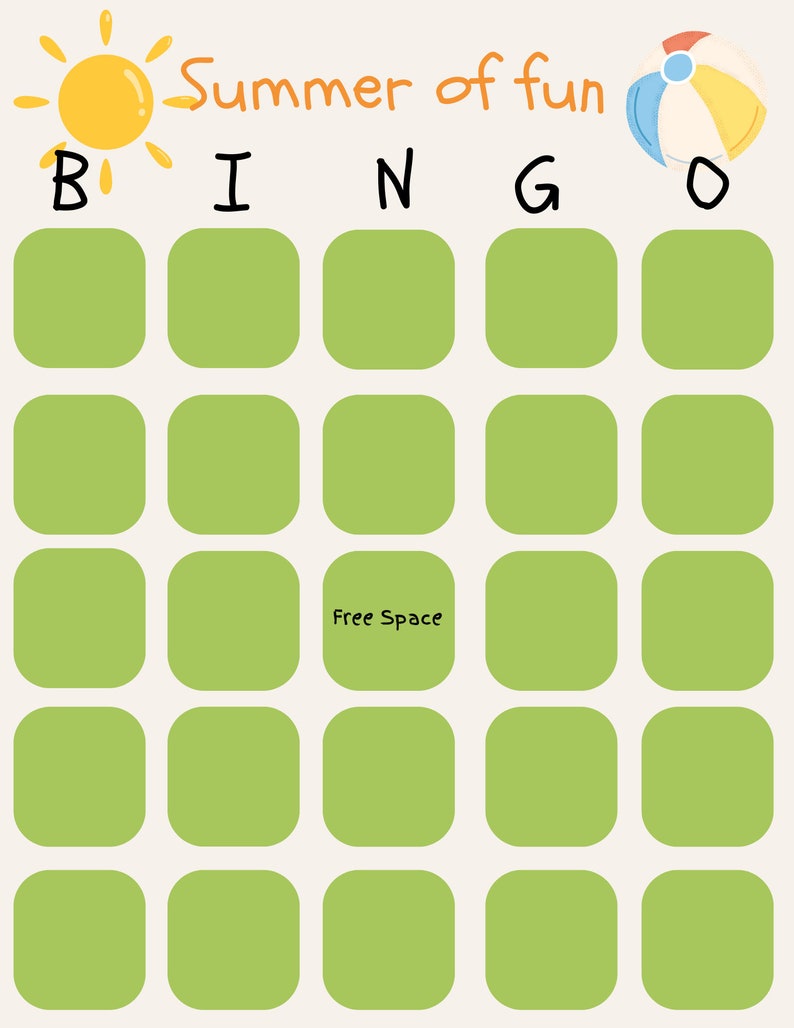 Summer Bingo, Summer Activities, Kid Activities - Etsy