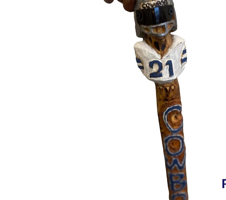 Football Team Cowboy Handcarved Walking Stick - Etsy
