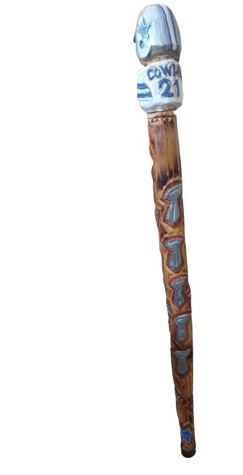 Football Team Cowboy Handcarved Walking Stick - Etsy