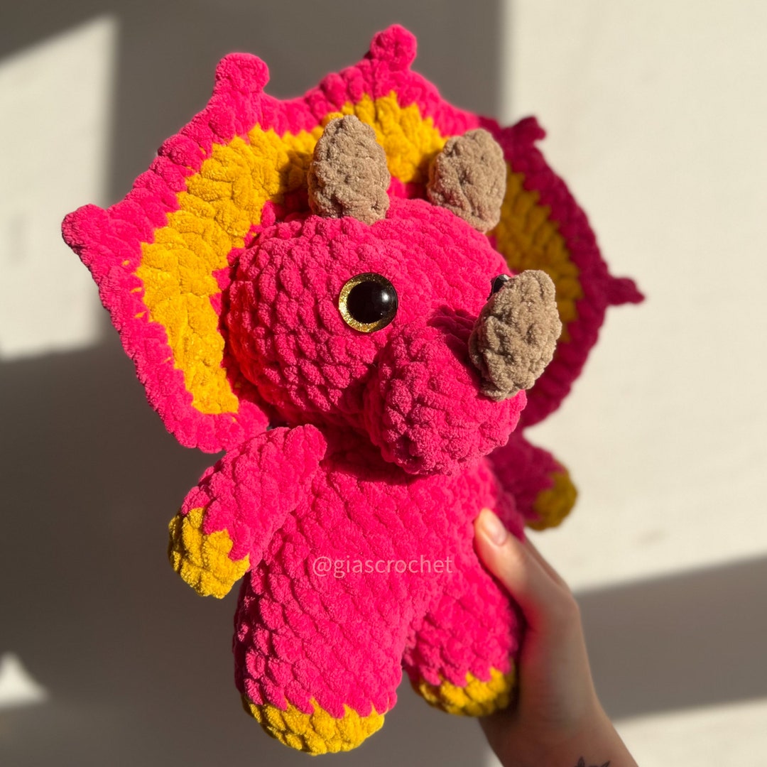 Vibrant Triceratops Plushie Colorful Dino Stuffed Animal Playful Kawaii ...