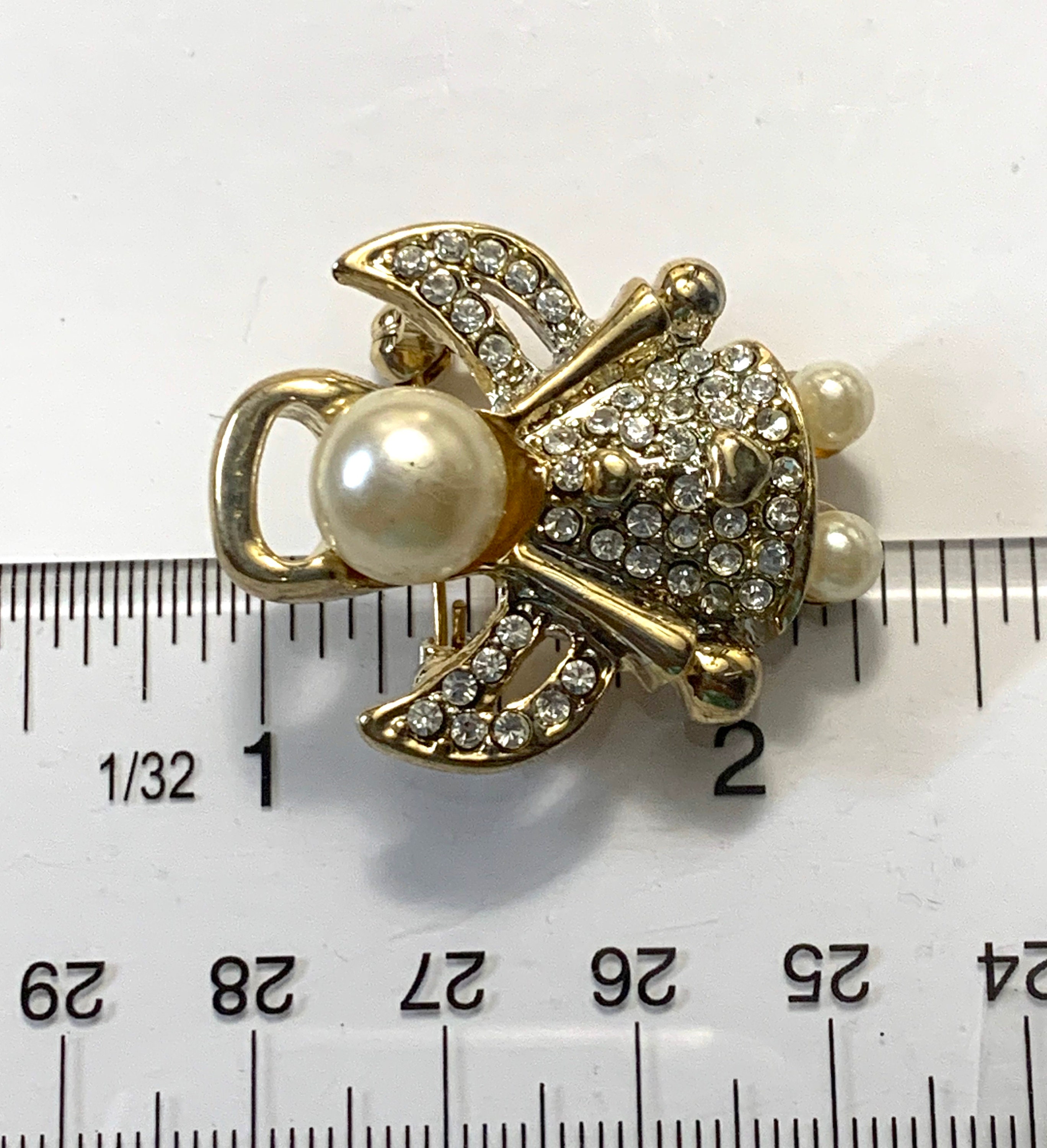 Vintage Crystal Angel Pin, Angel and Pearl Pin, Angel Brooch, Vintage ...