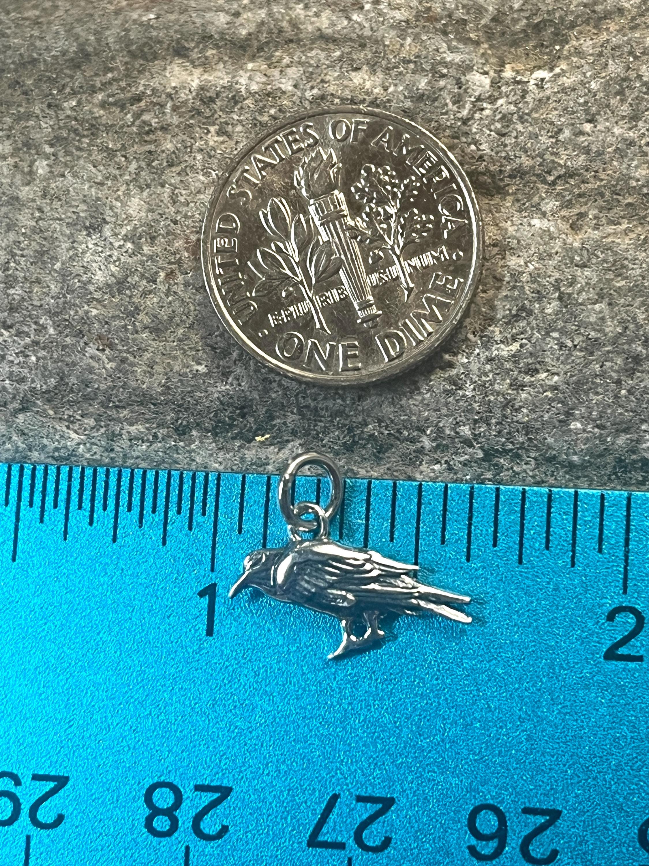 Sterling Raven Charm, Silver Raven Pendant, Bird Charm, Sterling ...
