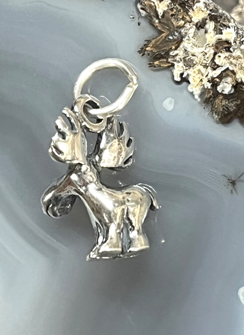 Sterling Moose Charm, Sterling Moose Jewelry, Comical SMALL Moose Charm ...