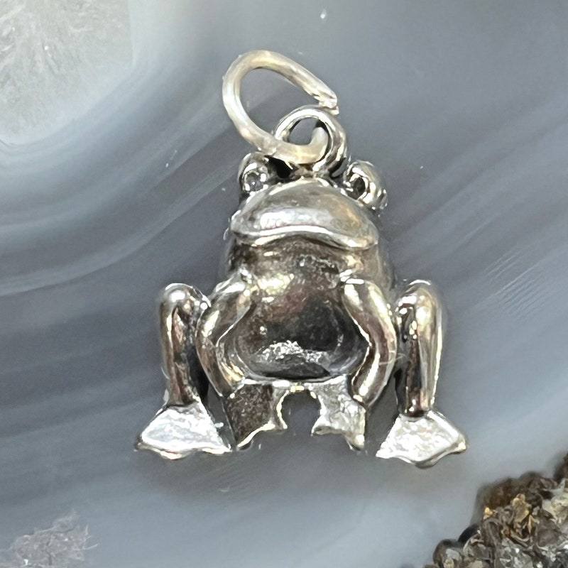Sterling Silver Frog Charm - Etsy