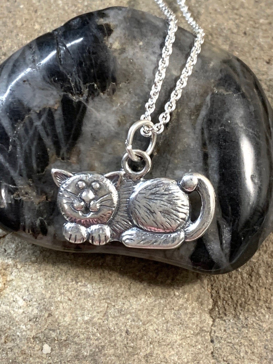 Sterling Silver Cat Charm, Fat Cat Sterling Silver Charm, Cheshire Cat ...