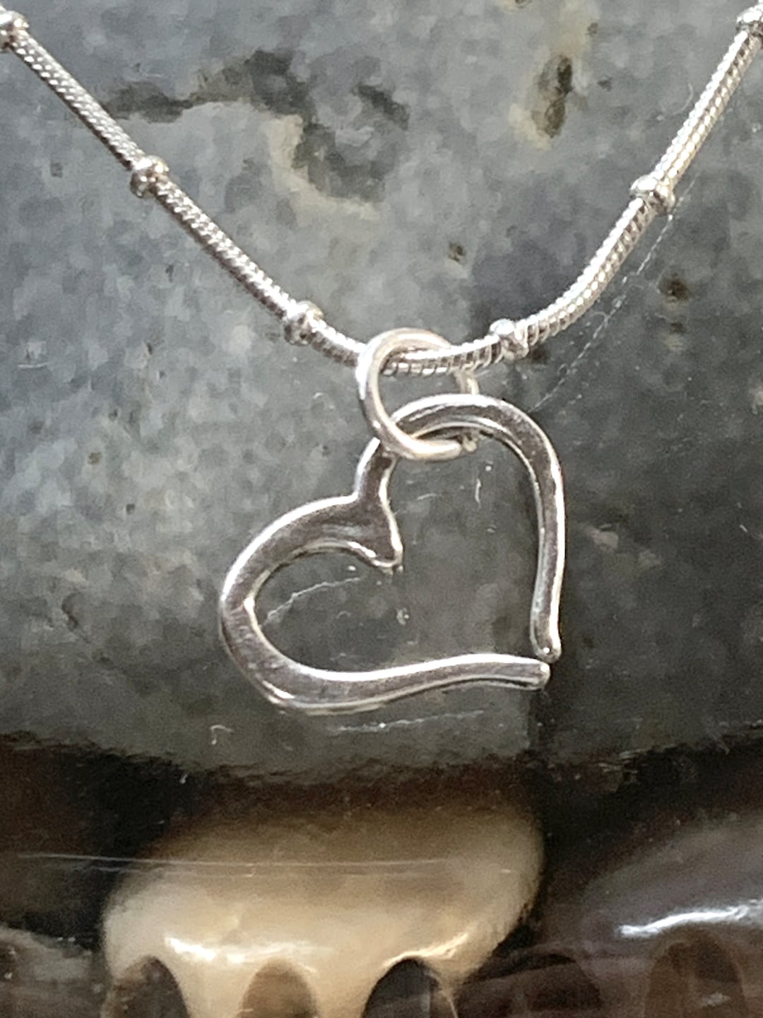 Sterling Heart Necklace, Sterling Open Heart Pendant, Valentine ...