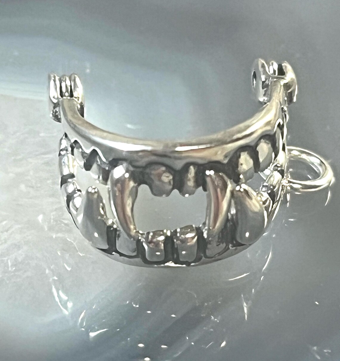 Sterling Fangs Charm, Sterling Vampire Charm, Silver Halloween Jewelry ...