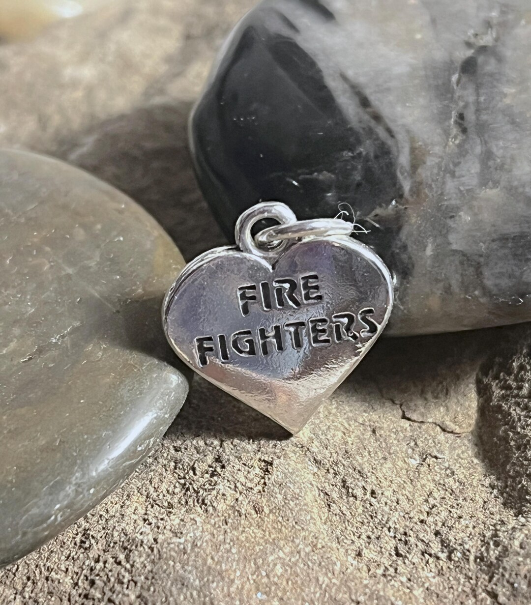 Sterling Firefighters Heart, Fireman Charm, EMT Jewelry, Sterling ...