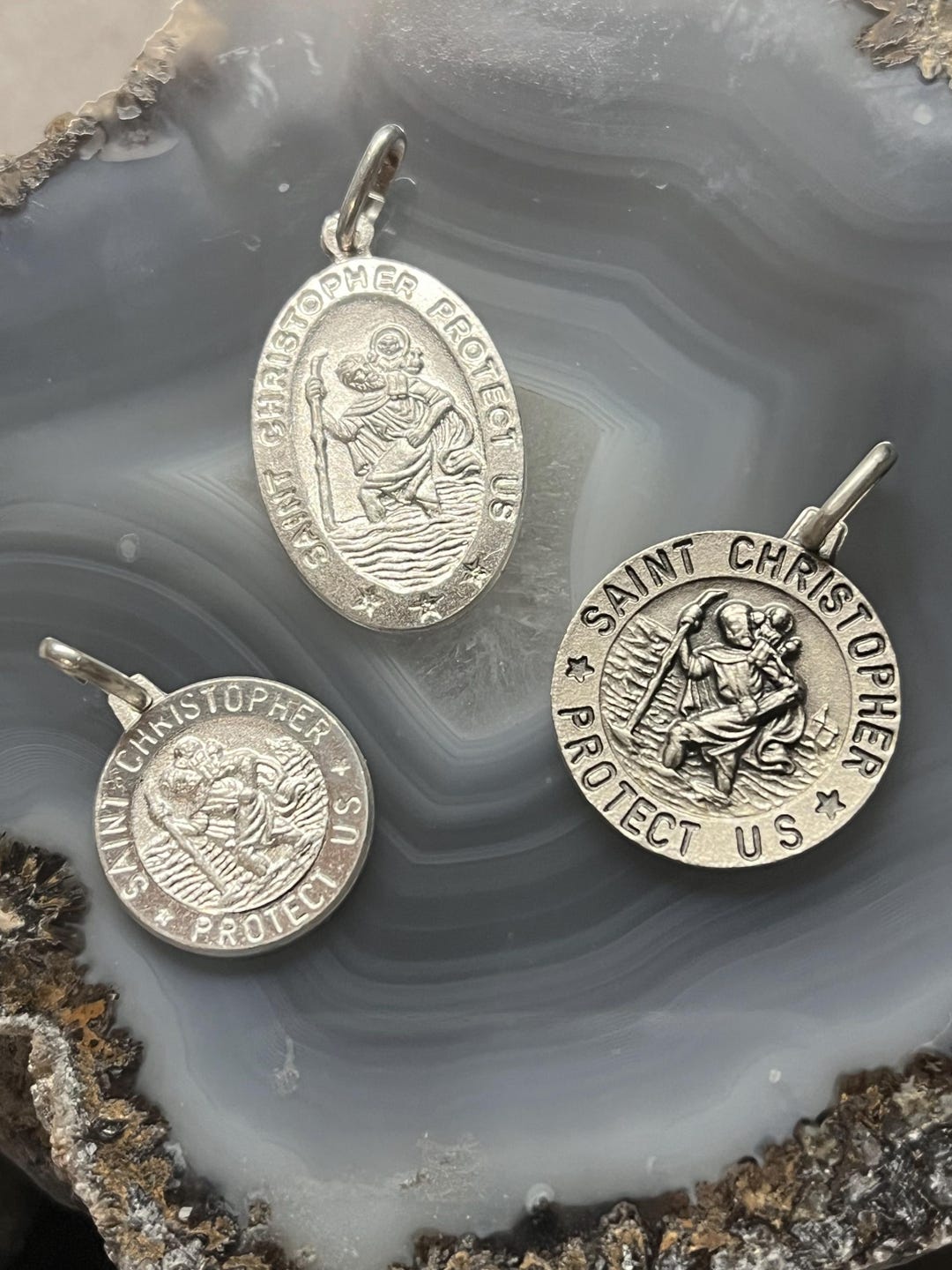 St. Christopher Pendant, Sterling Saint Christopher Charm, Sterling St ...