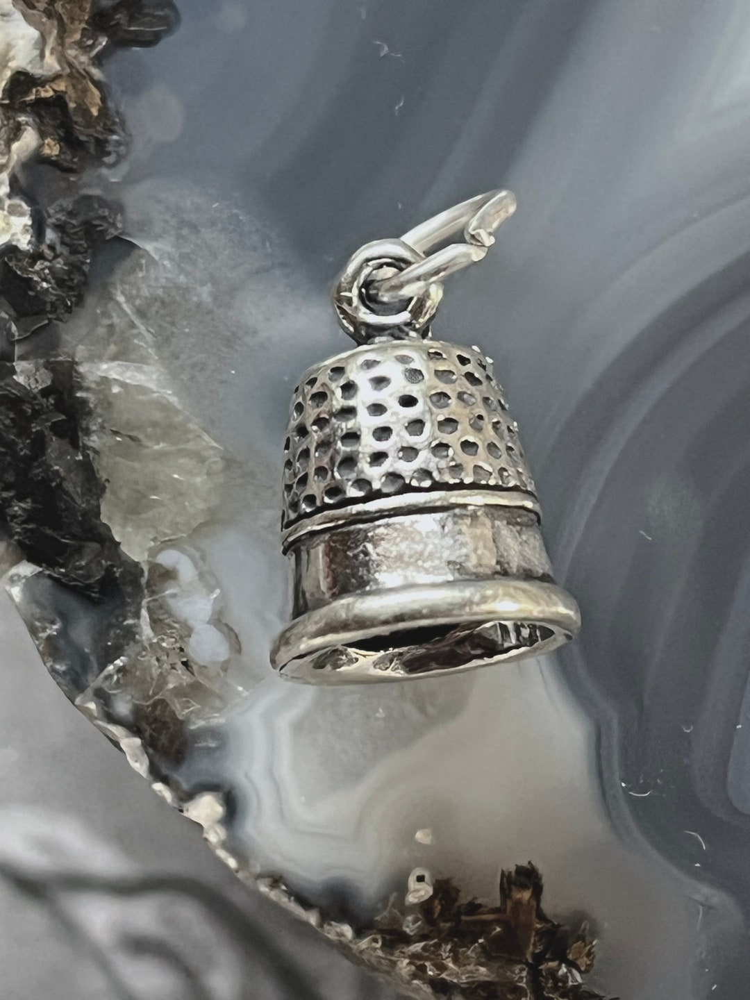 Sterling Thimble Charm, Silver Sewing Charm, Seamstress Charm, 3D ...