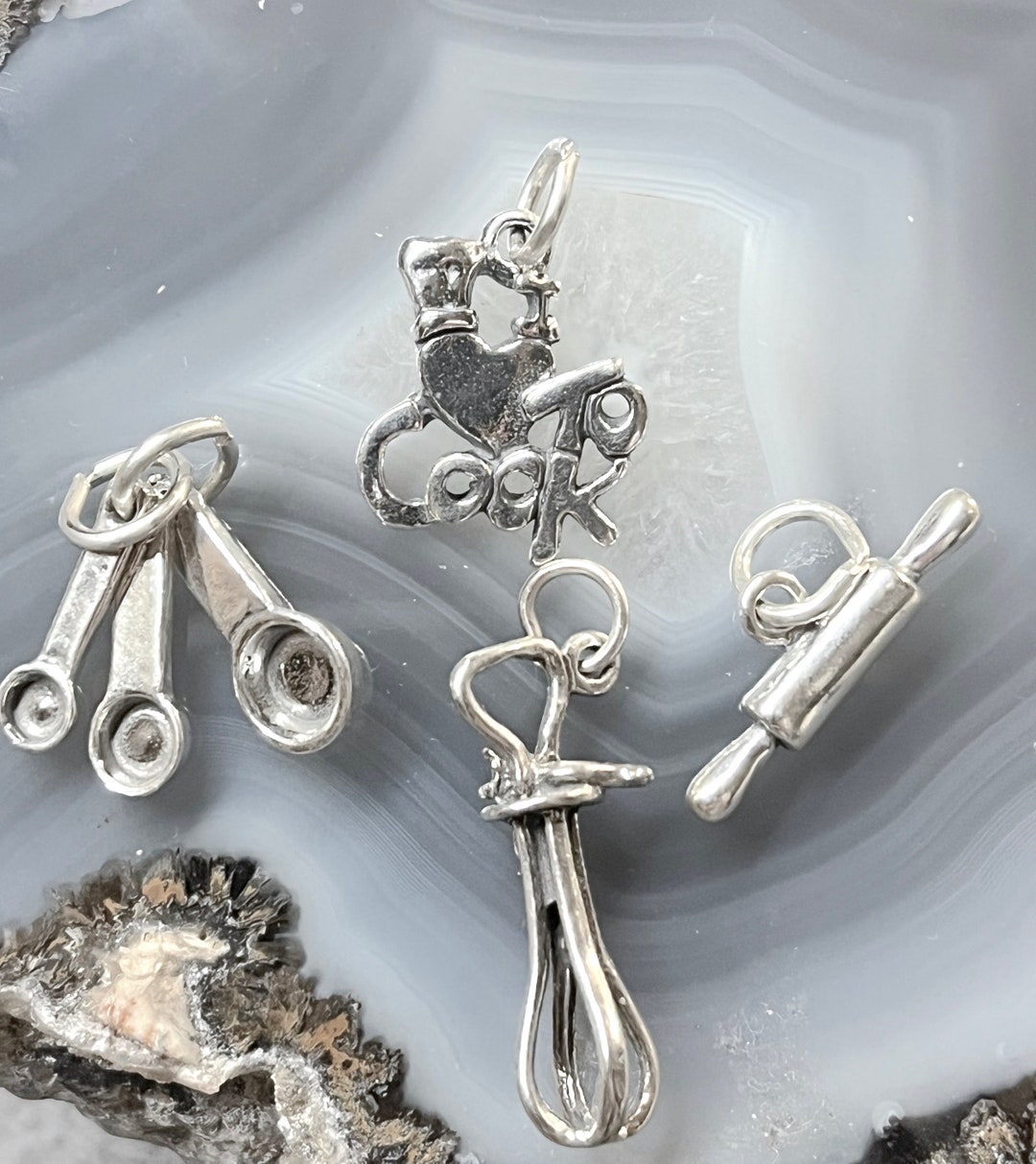 Sterling Baking Charms, Silver Cooking Charms, Sterling Rolling Pin ...