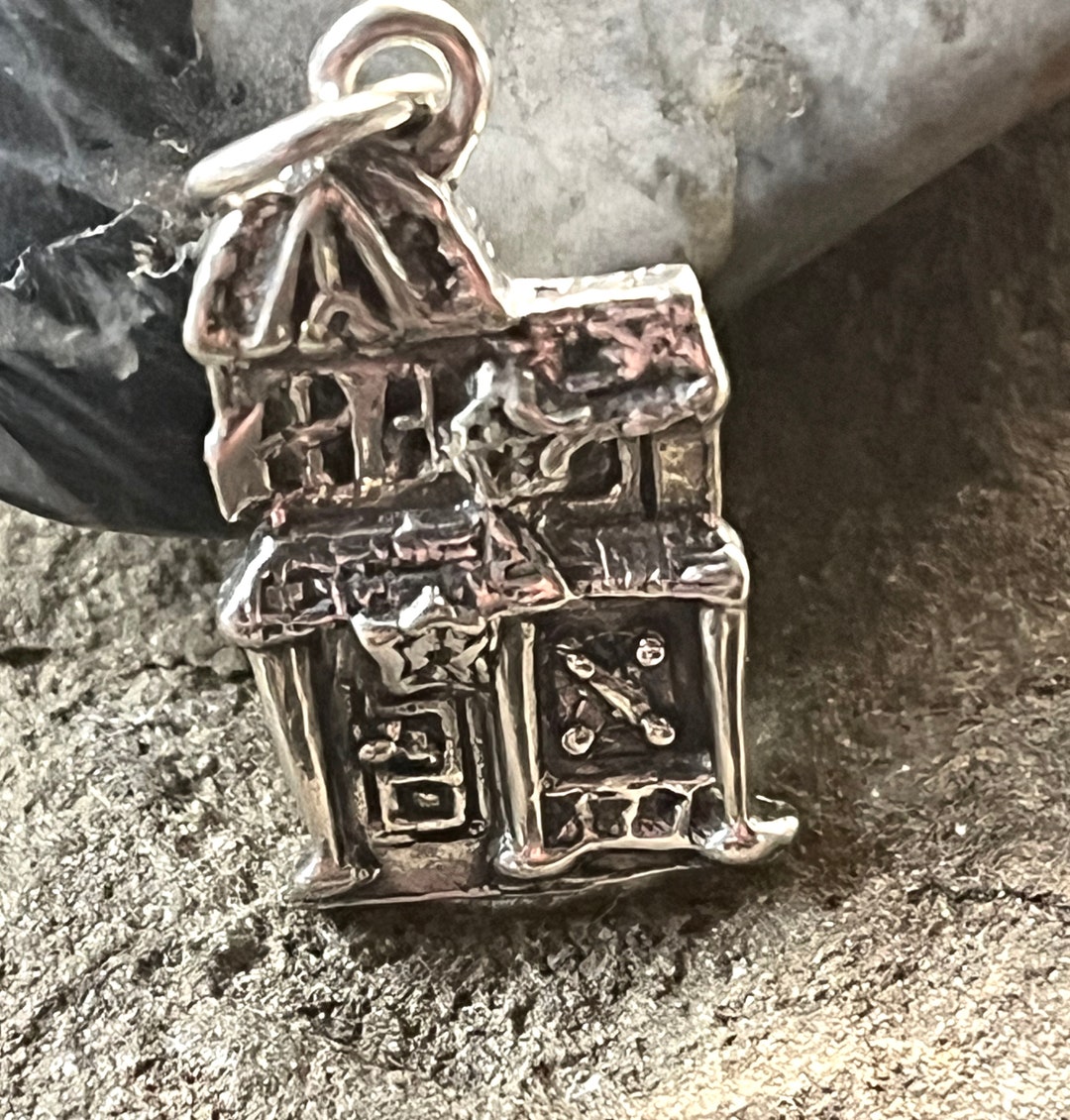 Sterling Haunted House Charm,sterling Halloween Charms, Sterling ...