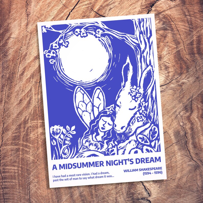 A Midsummer Night's Dream Illustrated Poster Literary Artwork Literary ...