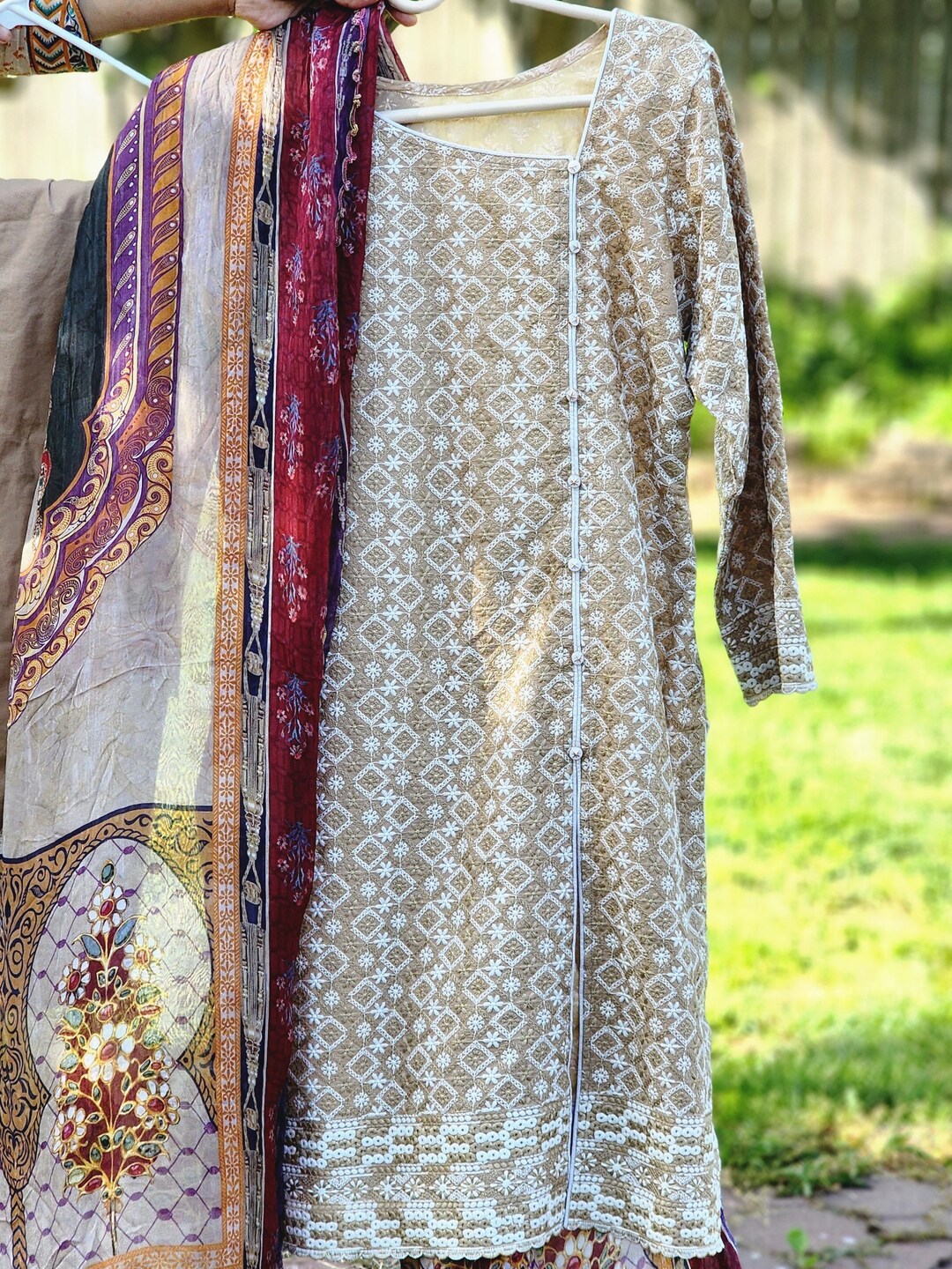 Pakistani Chicken Kari Three Piece Dress Fully Embroidered - Etsy
