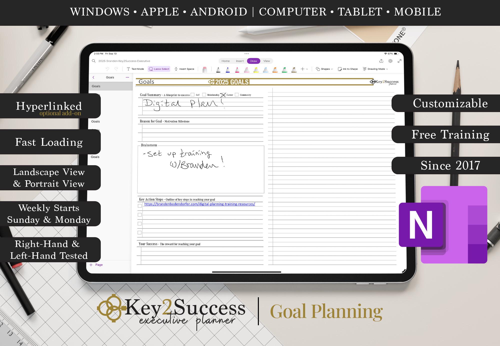 Key2success 2025 Onenote Digital Planner - Personal Version - Etsy