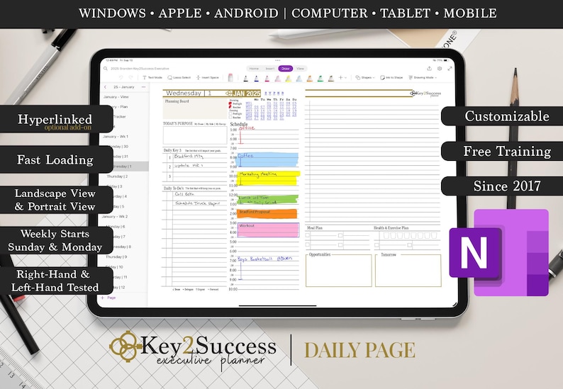 Key2success 2026 Onenote Digital Planner - Professional Version - Etsy