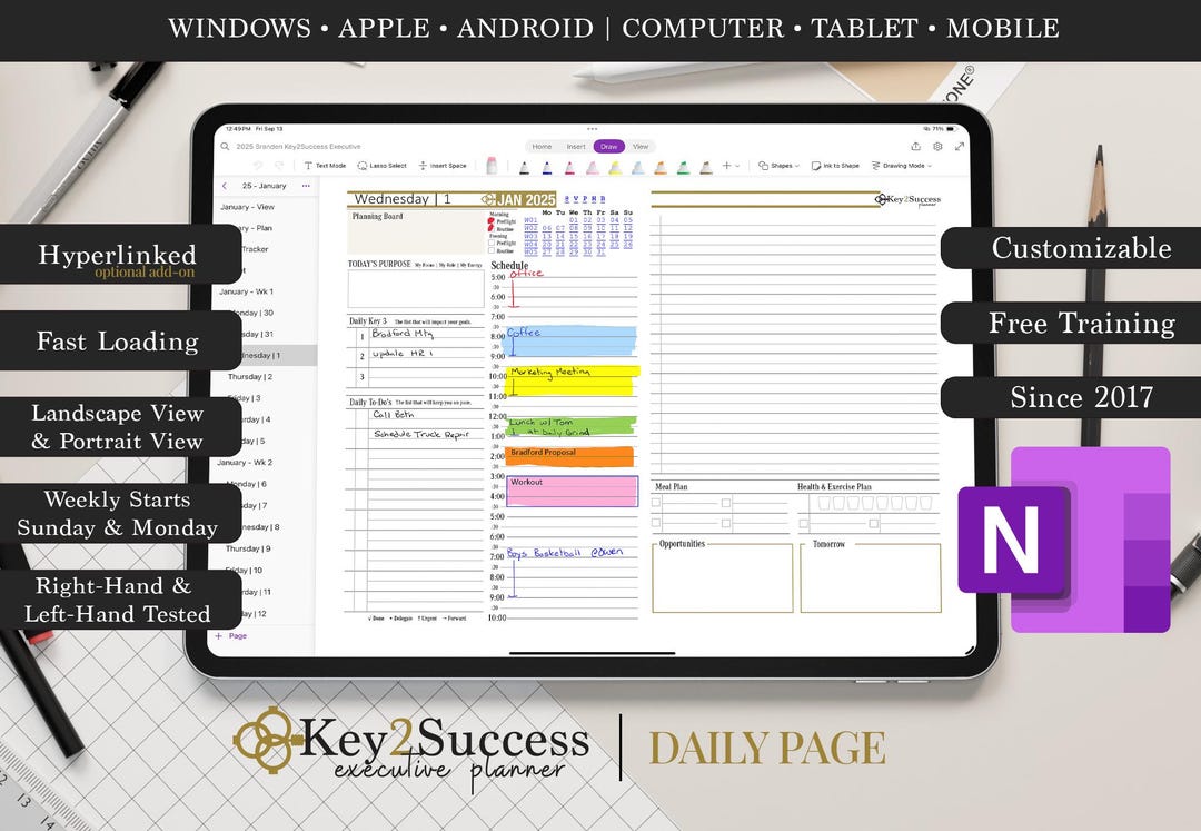 Key2success 2025 Onenote Digital Planner - Business Version - Etsy