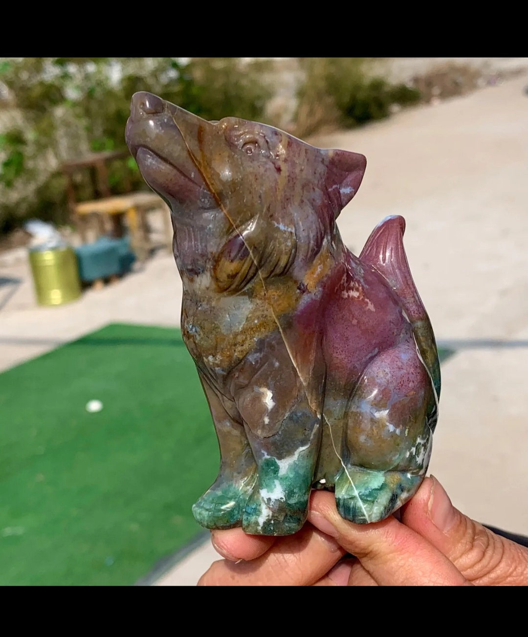 Ocean Jasper Wolf Hand Carved - Etsy