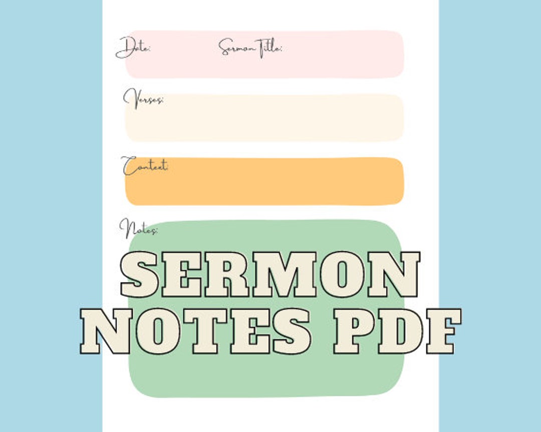 Sermon Notes PDF, Printable Sermon Notes Guide Digital Bible Notes ...