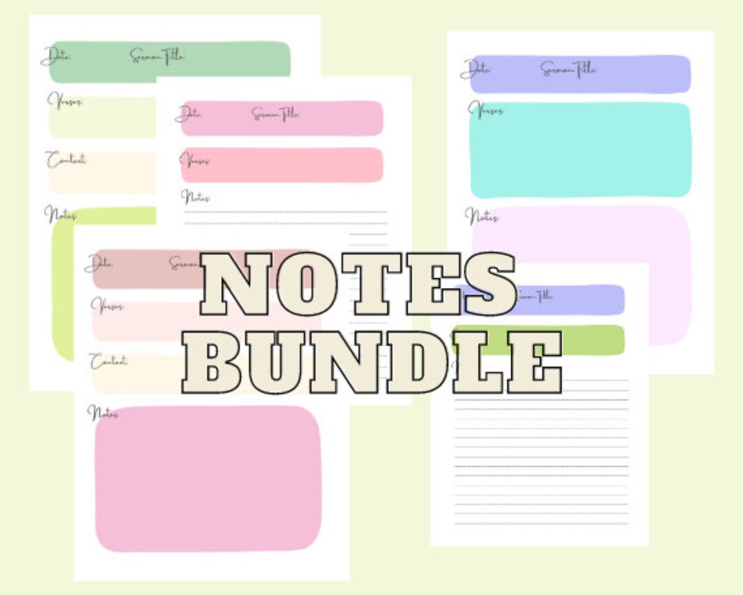 The Bundle: Take Notes in Church, Sermon Notes PDF iPad or Print ...