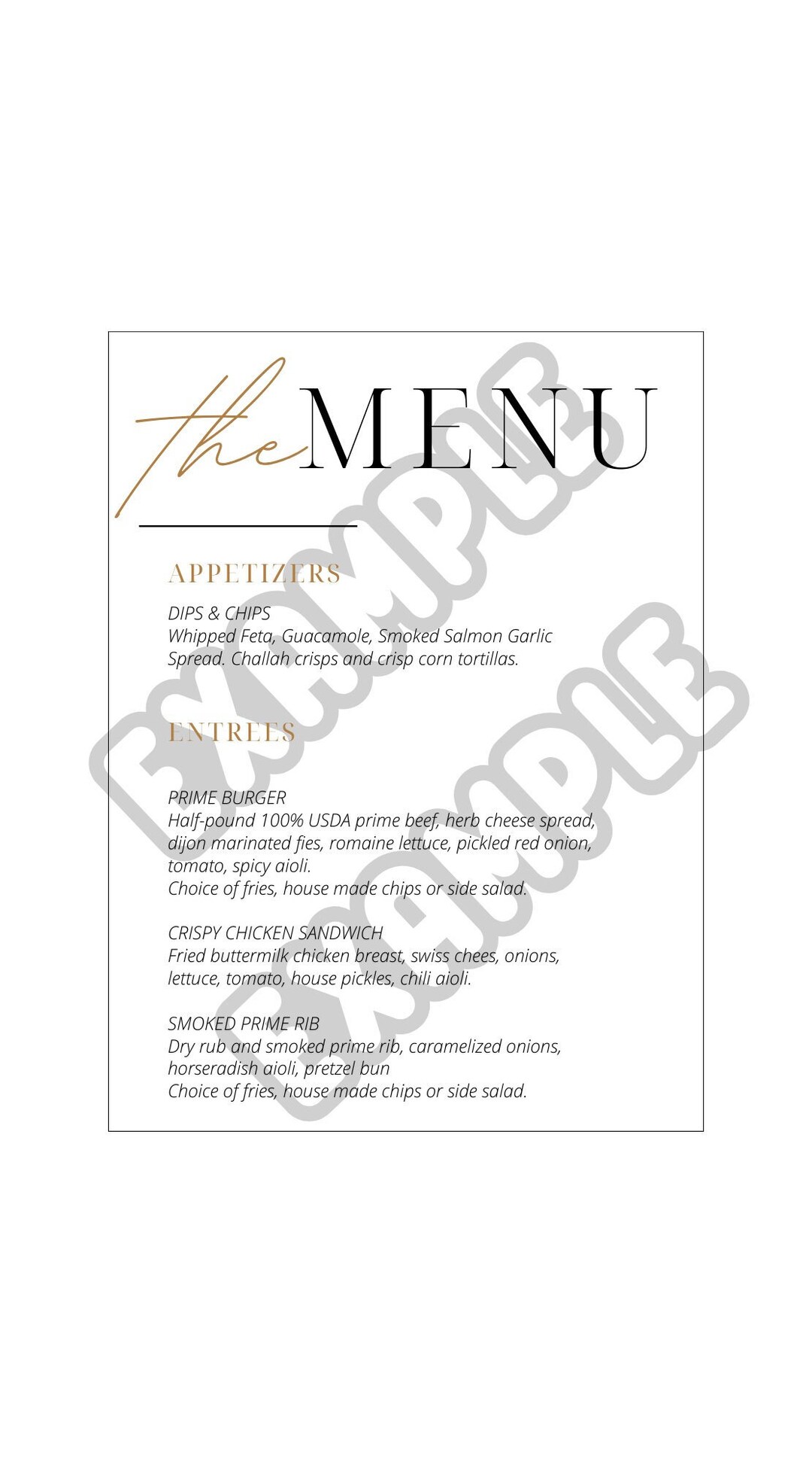 Rehearsal & Wedding Menu Design - Etsy