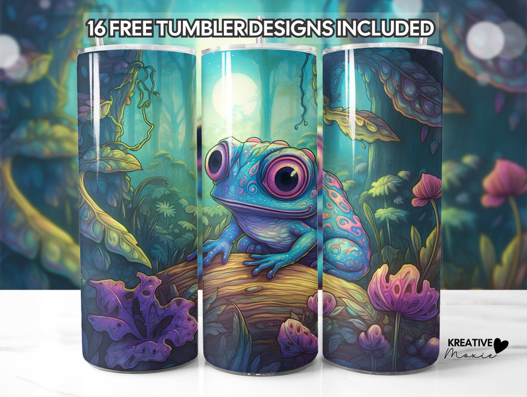 Cute Forest Frog Tumbler Wrap PNG, 20oz Skinny Straight & Tapered ...