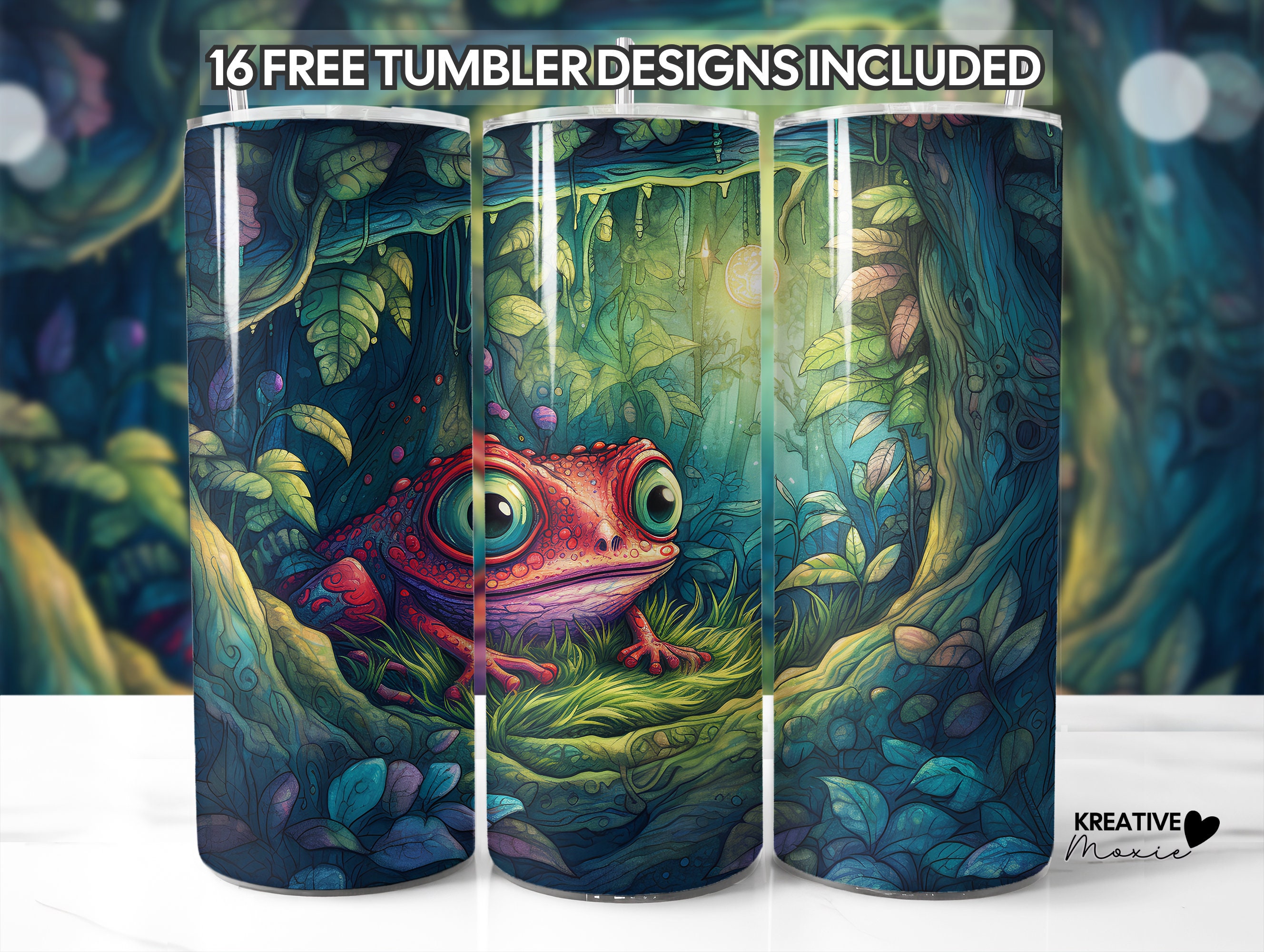 Forest Frog Tumbler Wrap PNG, 20oz Skinny Straight & Tapered ...