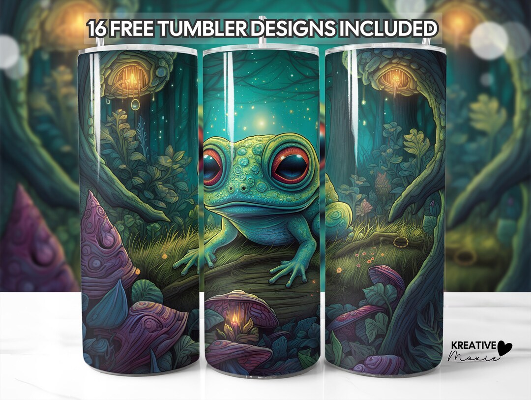 Forest Frog Tumbler Wrap PNG, 20oz Skinny Straight & Tapered ...