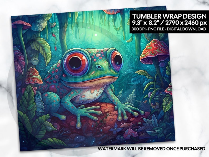 Forest Frog Tumbler Wrap PNG, 20oz Skinny Straight & Tapered ...