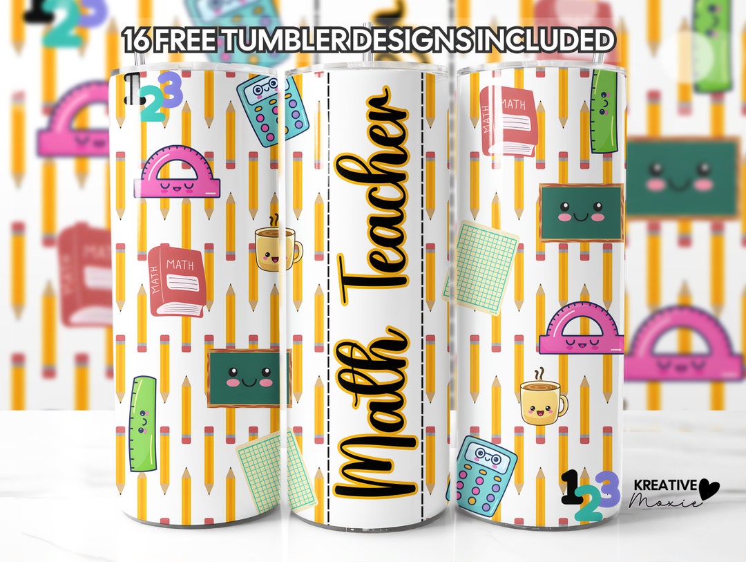 Math Teacher Tumbler Wrap PNG, Knowledge Lover Sublimation Design, 20oz ...