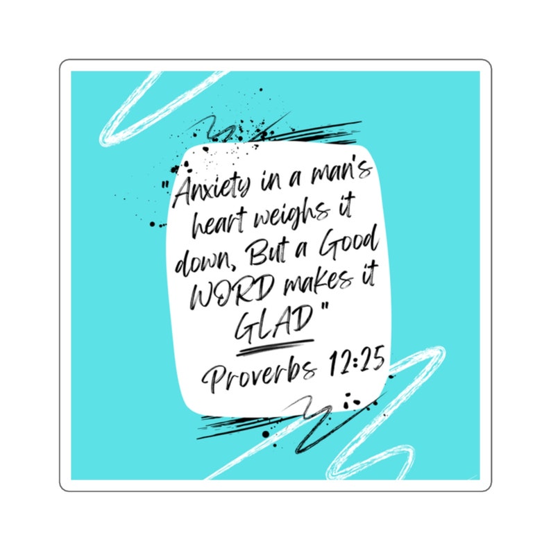 Proverbs 12:25 Square Vinyl Sticker - Etsy