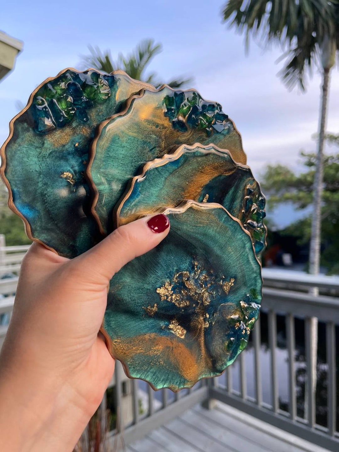 Stunning Resin Tray Coaster Set I Gift for Her I Handmade Gift I ...